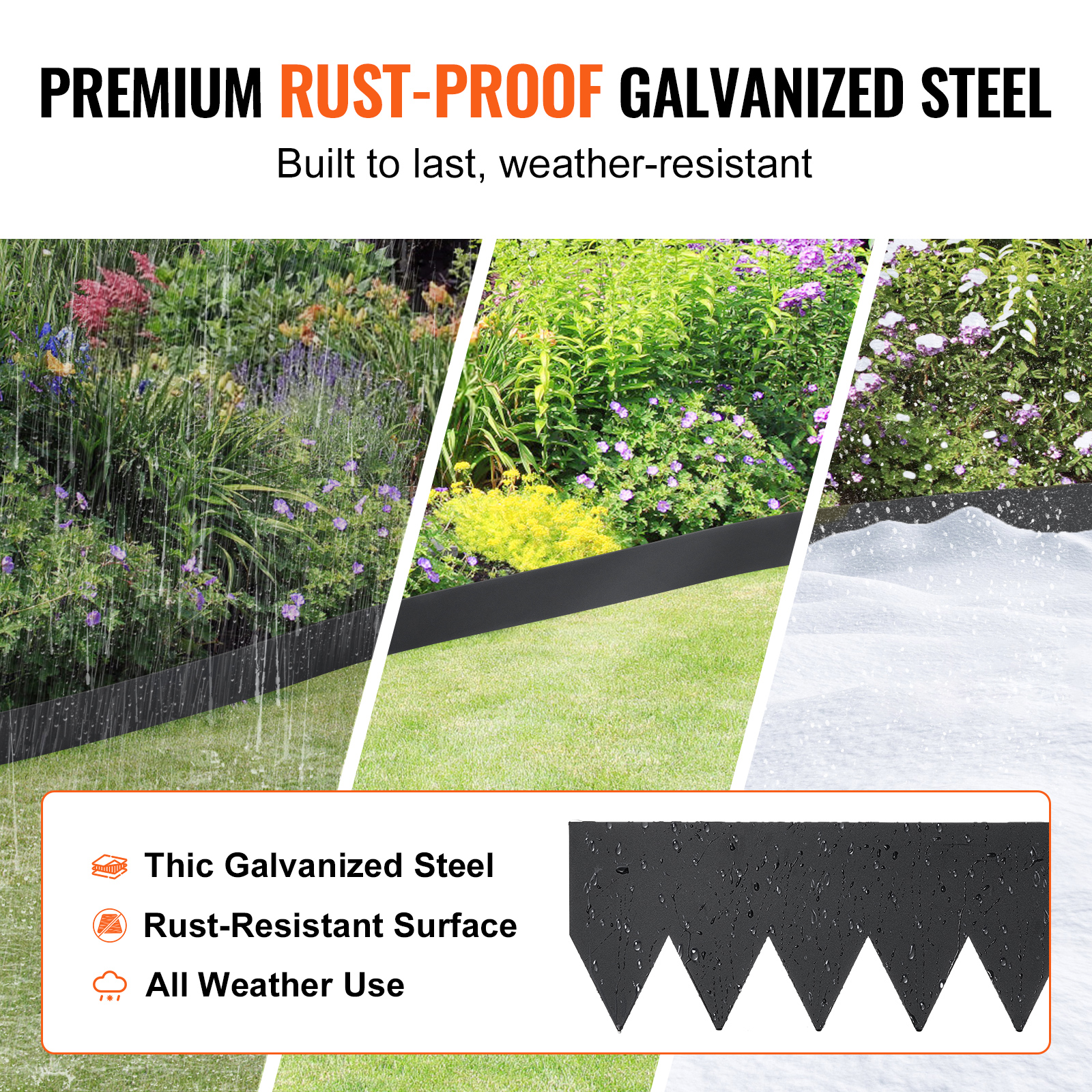 VEVOR Steel Landscape Edging, 6-pack Steel Garden Edging Borders ...