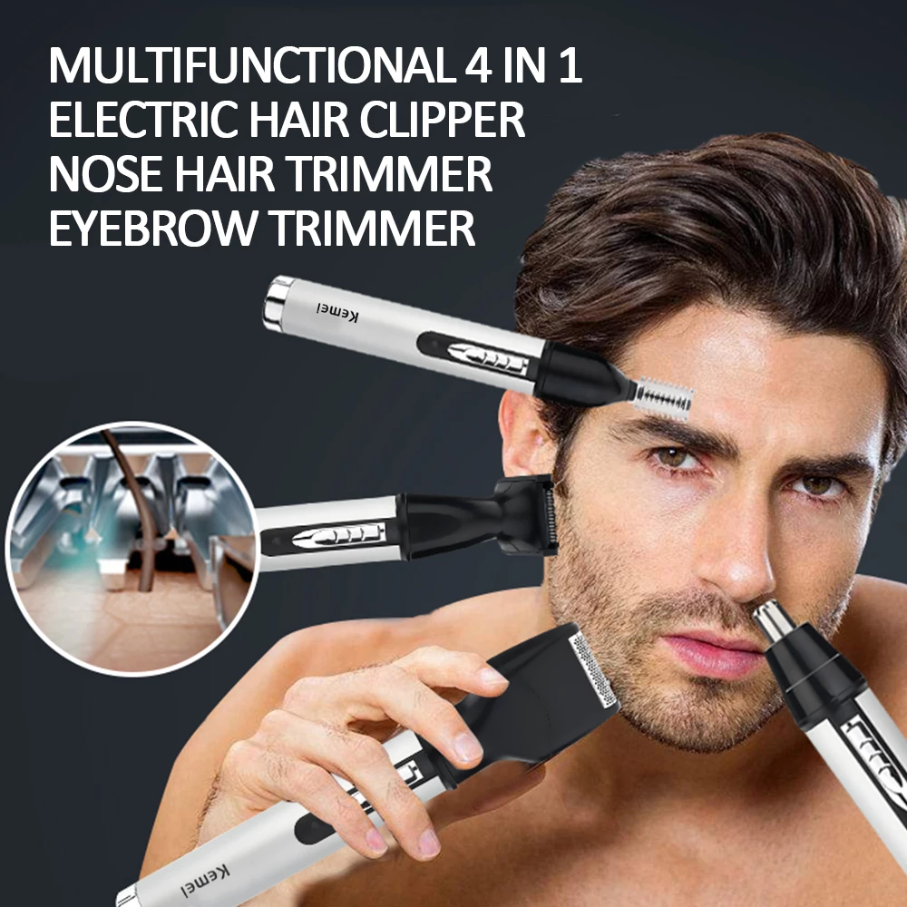4 in1 Electric Nose Ear Trimmer Nasal Hair Cut Clipper Unisex Hair ...