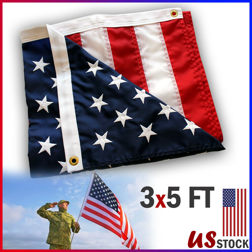 American US Flag Heavy Duty Nylon Double Stitching Embroidered USA ...