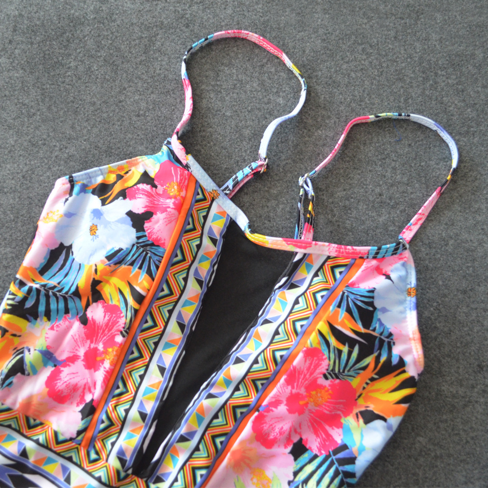 Sexy Mesh One Piece Swimsuit High Cut Swimwear Women Floral Bathing ...