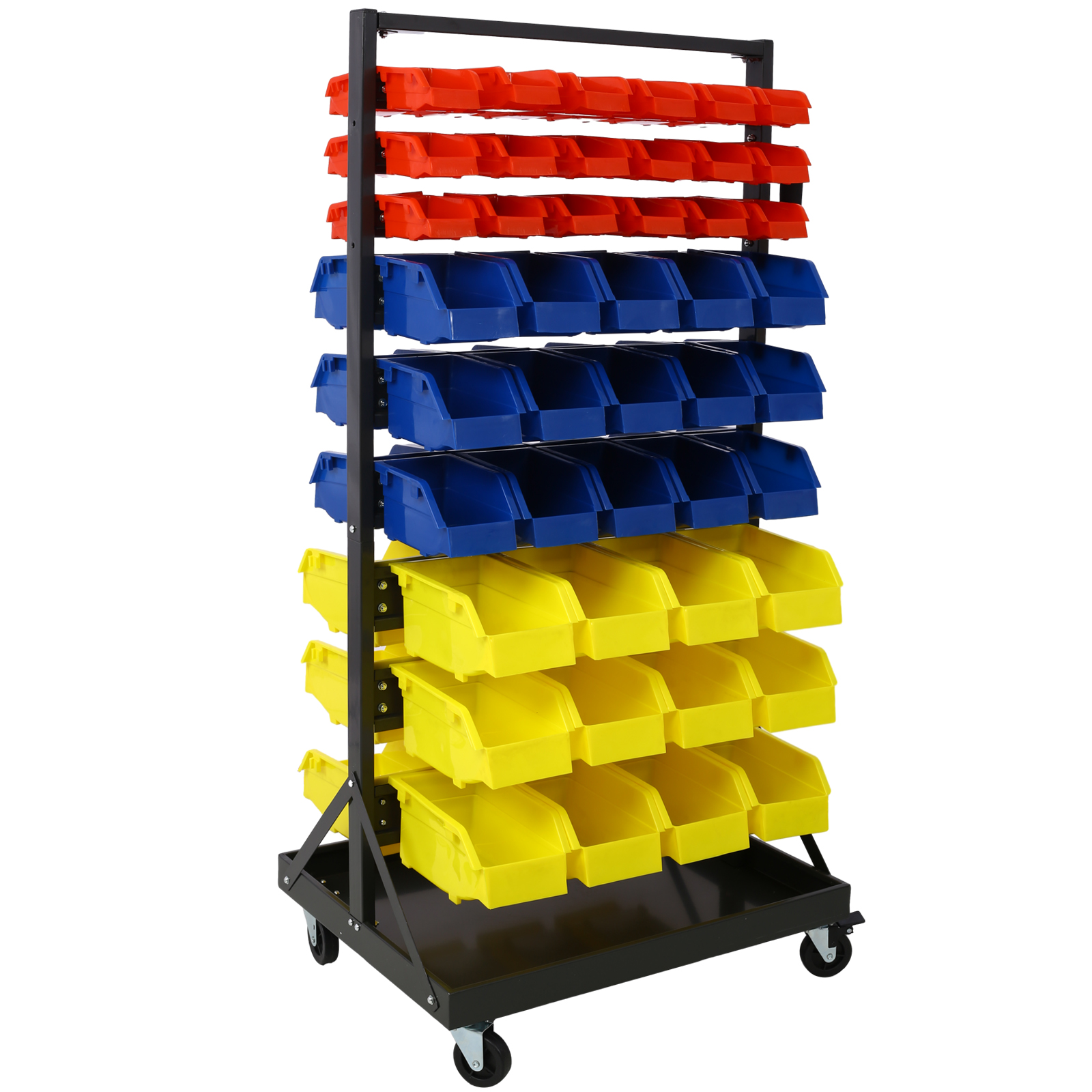 90 Parts Box Shelf Storage Organizer With Locking Wheels For Shops ...