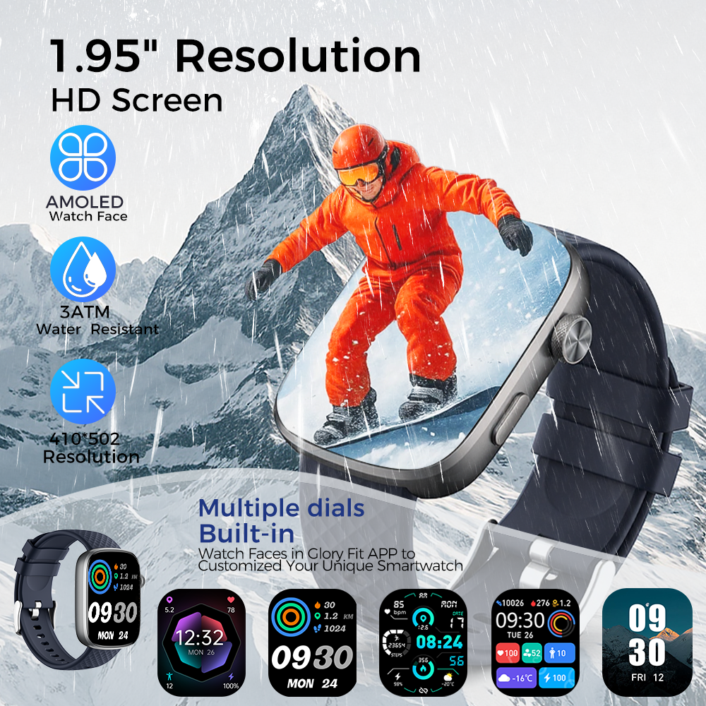 Smartwatch with Bluetooth Call – 1.95” HD Screen, Heart Rate & SpO2 ...