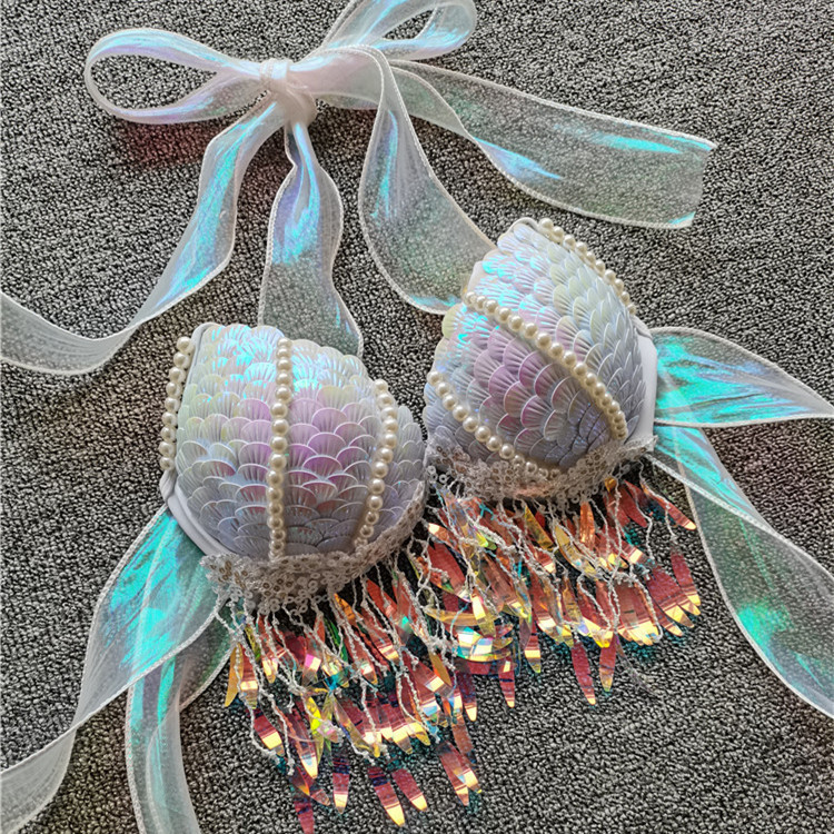 Mermaid Sequins Shell Bikini Top Bra - CJdropshipping