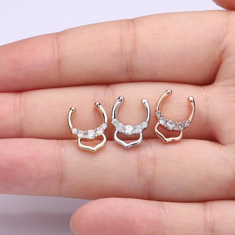 Rose Gold And Diamond Nose Nails Non Perforated Nose Nails – My Sals3