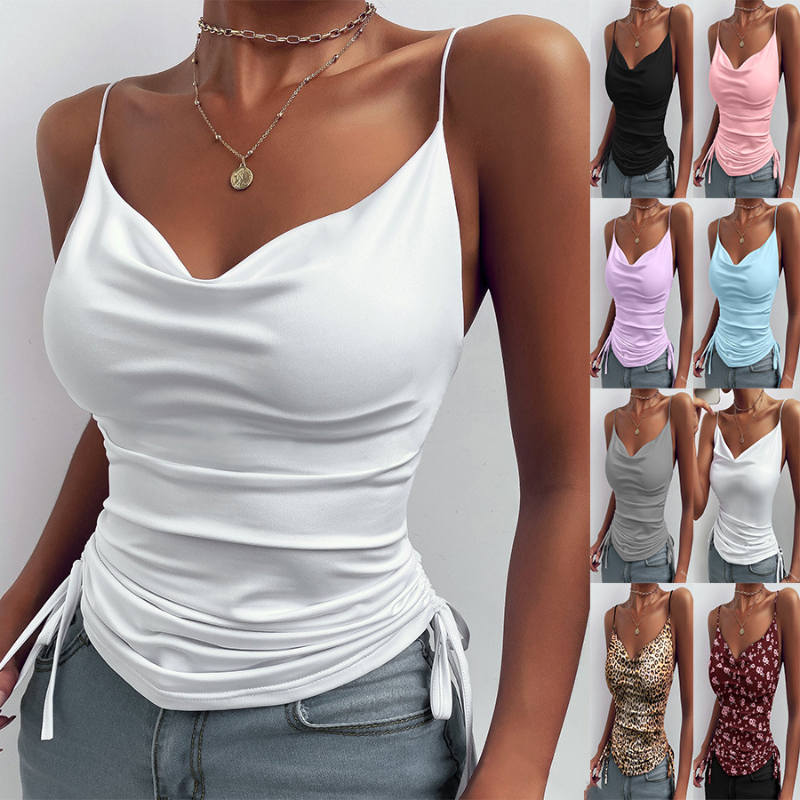 Spaghetti Strap Tops V-neck Camisole Shirts Women Summer Clothes ...