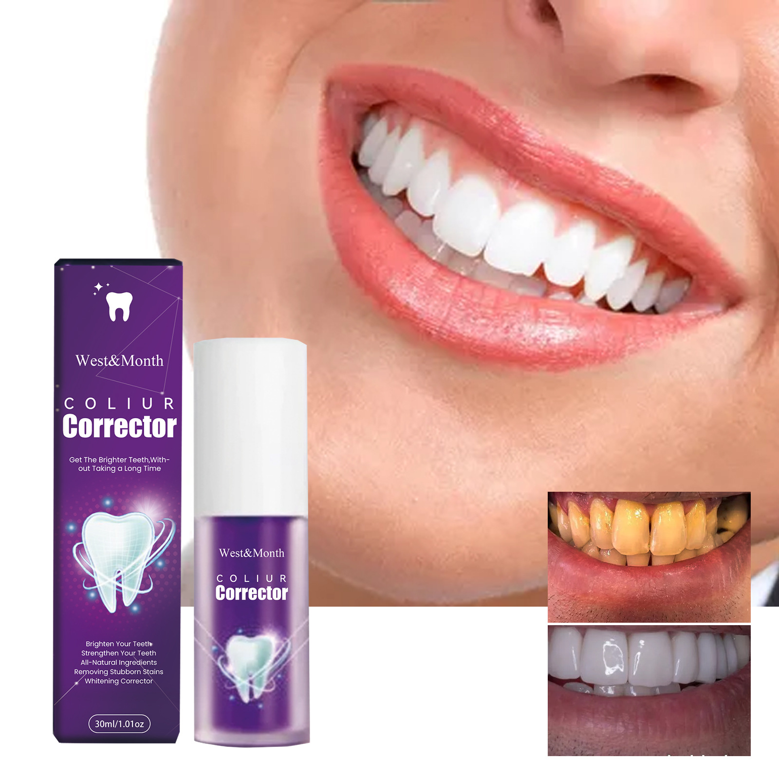 West&Month Purple Whitening Toothpaste Clean Stains Oral Odor Care Gums ... West&Month Purple Whitening Toothpaste Clean Stains Oral Odor Care Gums ...