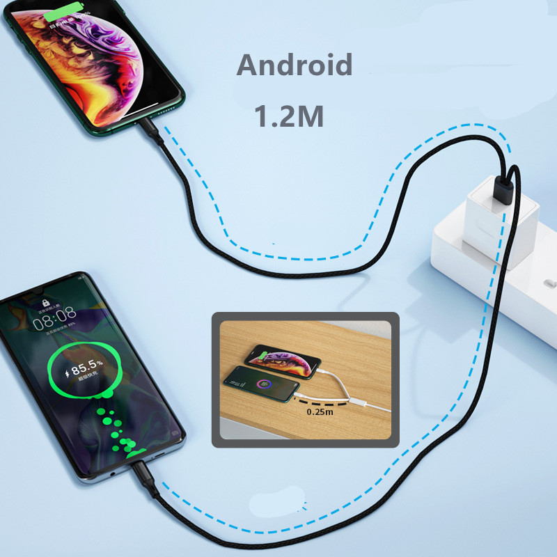 2-in-1 Type-C Fast Charging Cable | 5A Braided Short Cord – My Sals3