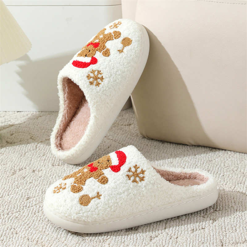 Christmas Snowflake Gingerbread Slippers Winter Indoor Non-slip Floor ...