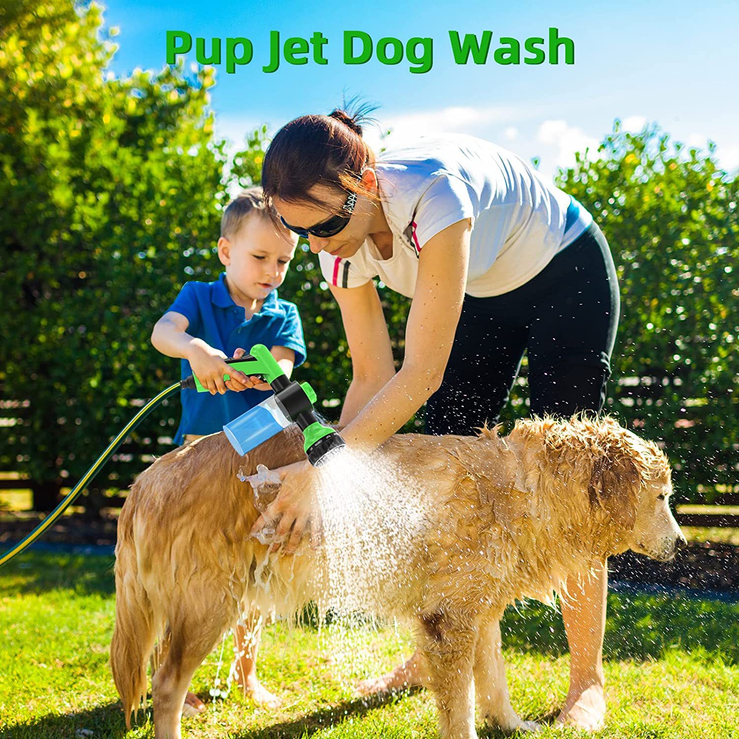 Pet Dog Wash Outdoor, High-Pressure Pet Shower Sprayer Dog Shower Brush ...