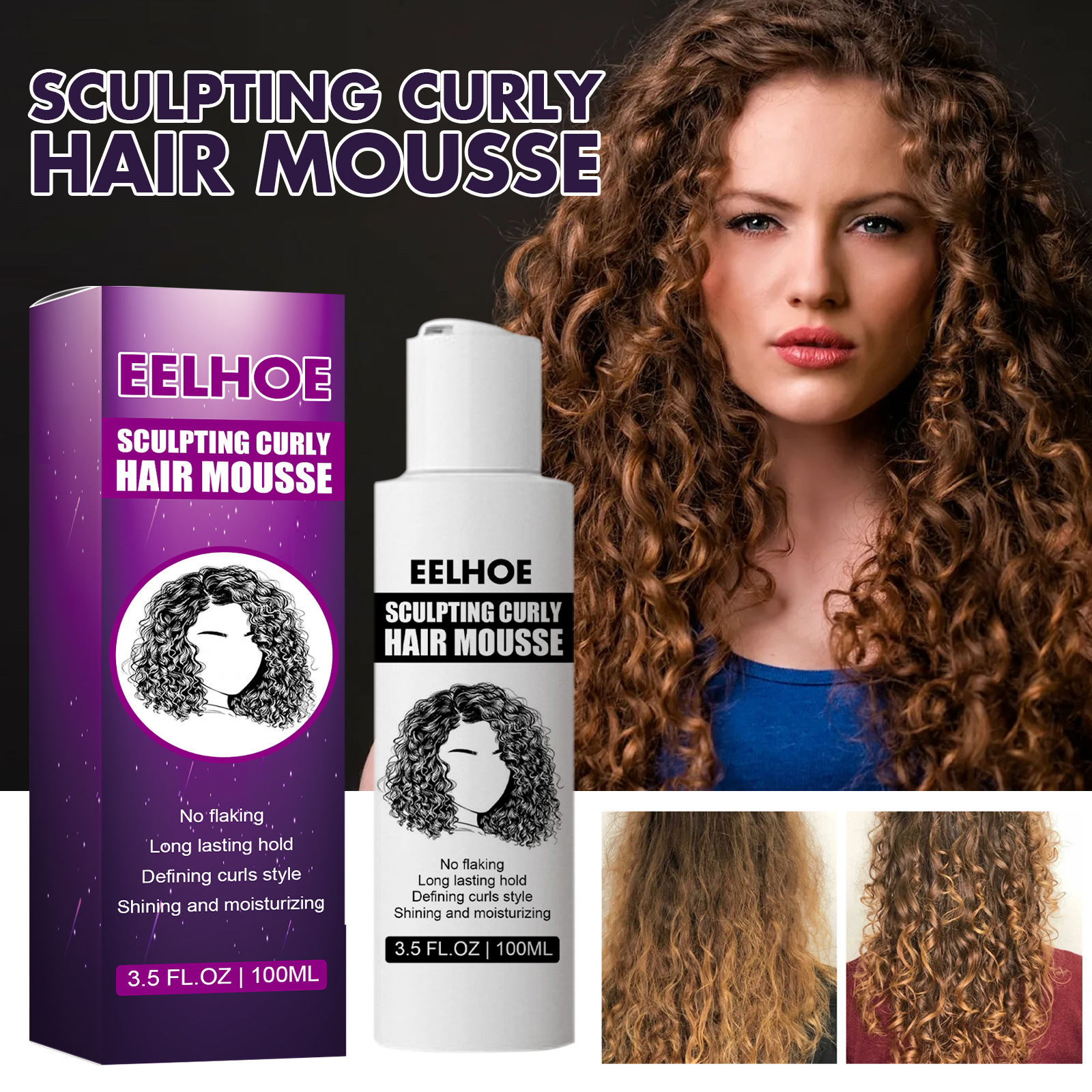 EELHOE Curl Shaping Elastic Element Curl Moisturizing Fluffy Styling ...