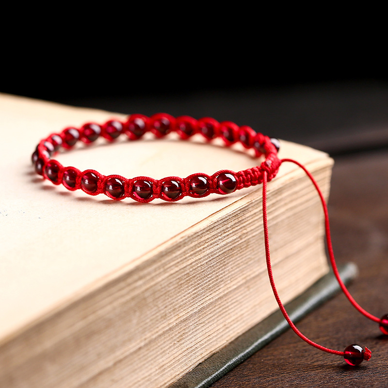 Natural Garnet Bracelet Hand Woven Red String Women's - CJdropshipping