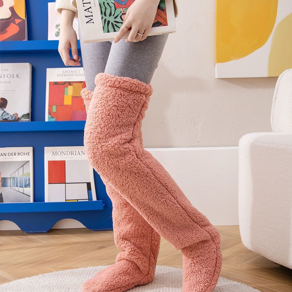 Over Knee High Fuzzy Long Socks Winter Warm Cold Leg Knee Joint Cold