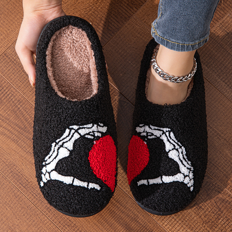 Funny Halloween Love Skull-hand Slippers Home Non-slip Soft Bottom ...